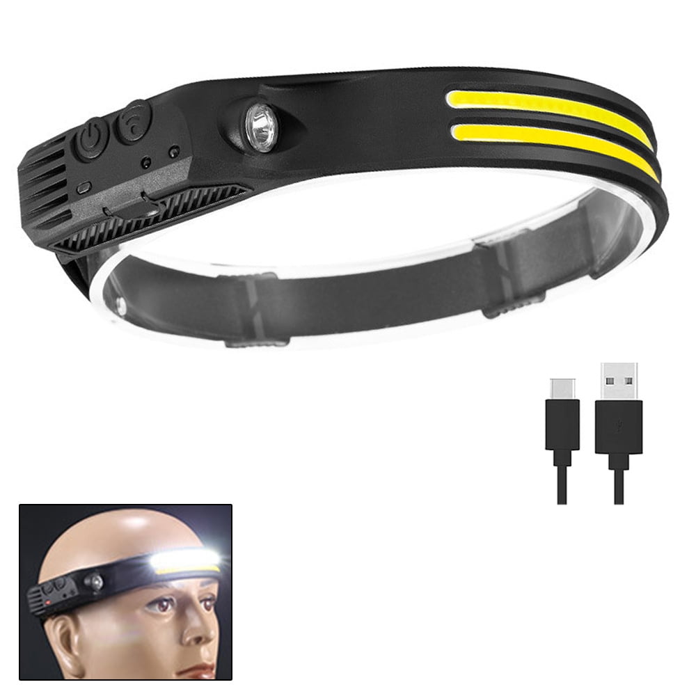 Cob Led Headlamp With Sensor, Usb Rechargeable Battery Powered, Great ...