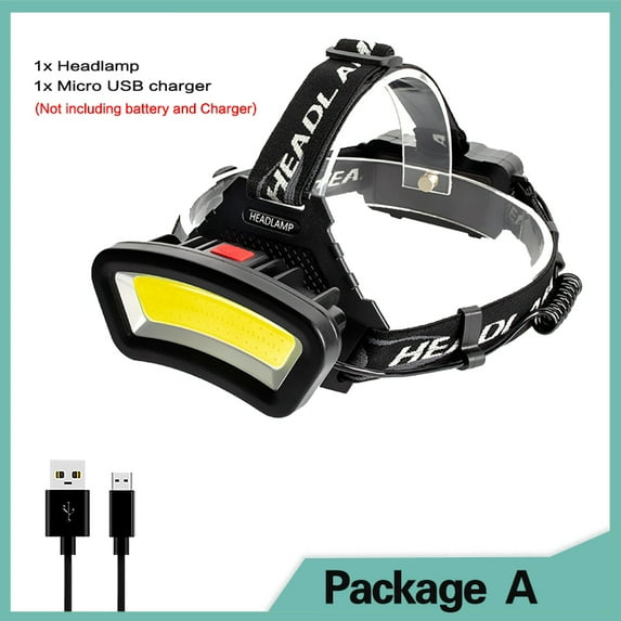 Cob Led Headlamp, Usb Rechargeable, 200M Long Distance Lighting, Wide ...