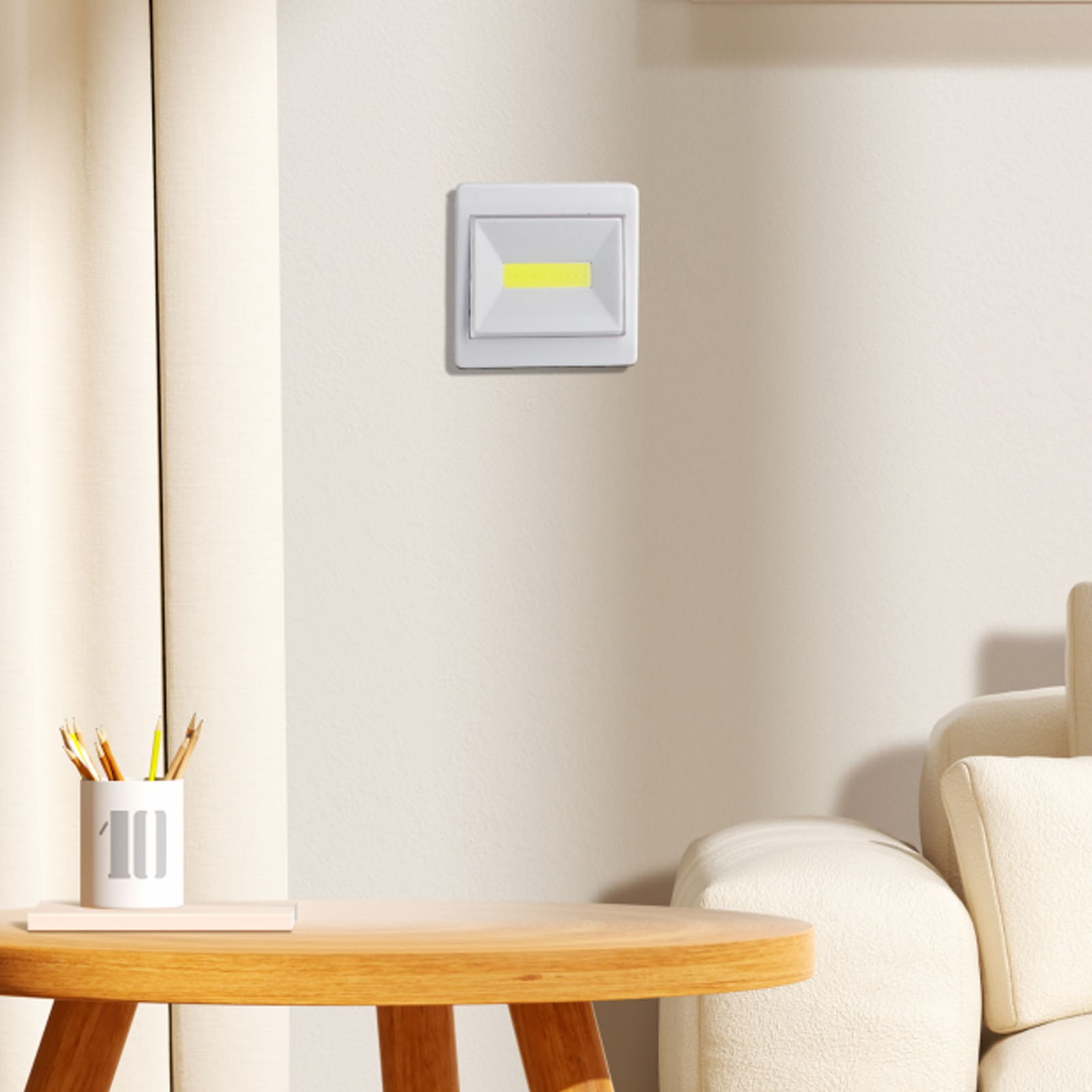 Cob Led Wall Night Lights Battery Operated Cordless Switch Under Cabine ...