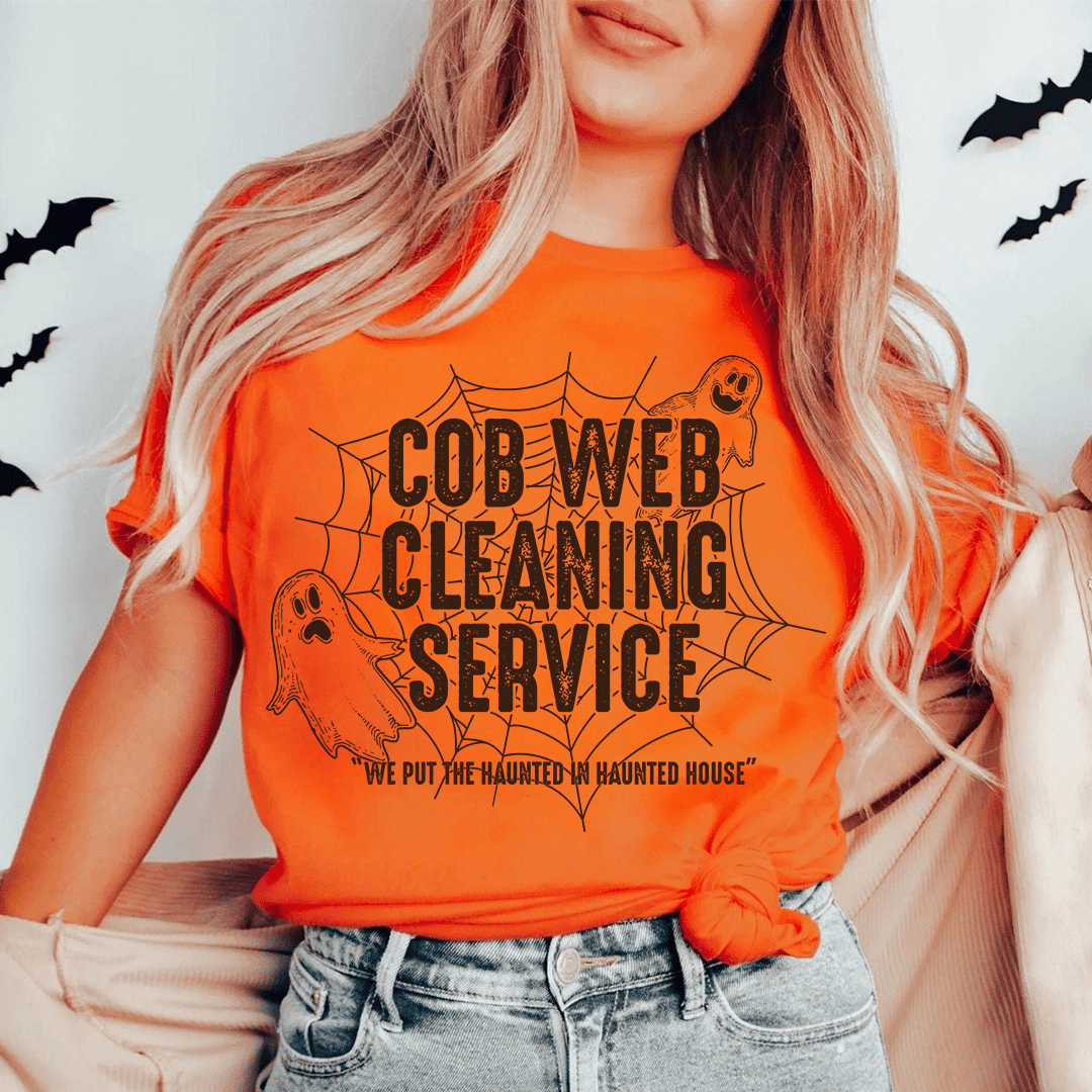 Cob Web Cleaning Service Tee Burnt Orange S Peachy Sunday T-Shirt ...