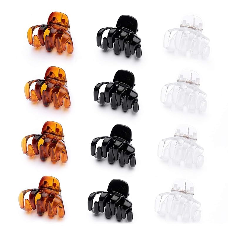 Cobahom 12 Pack Small Hair Claw Clips 1.2 Inch Plastic Hair Clips for ...
