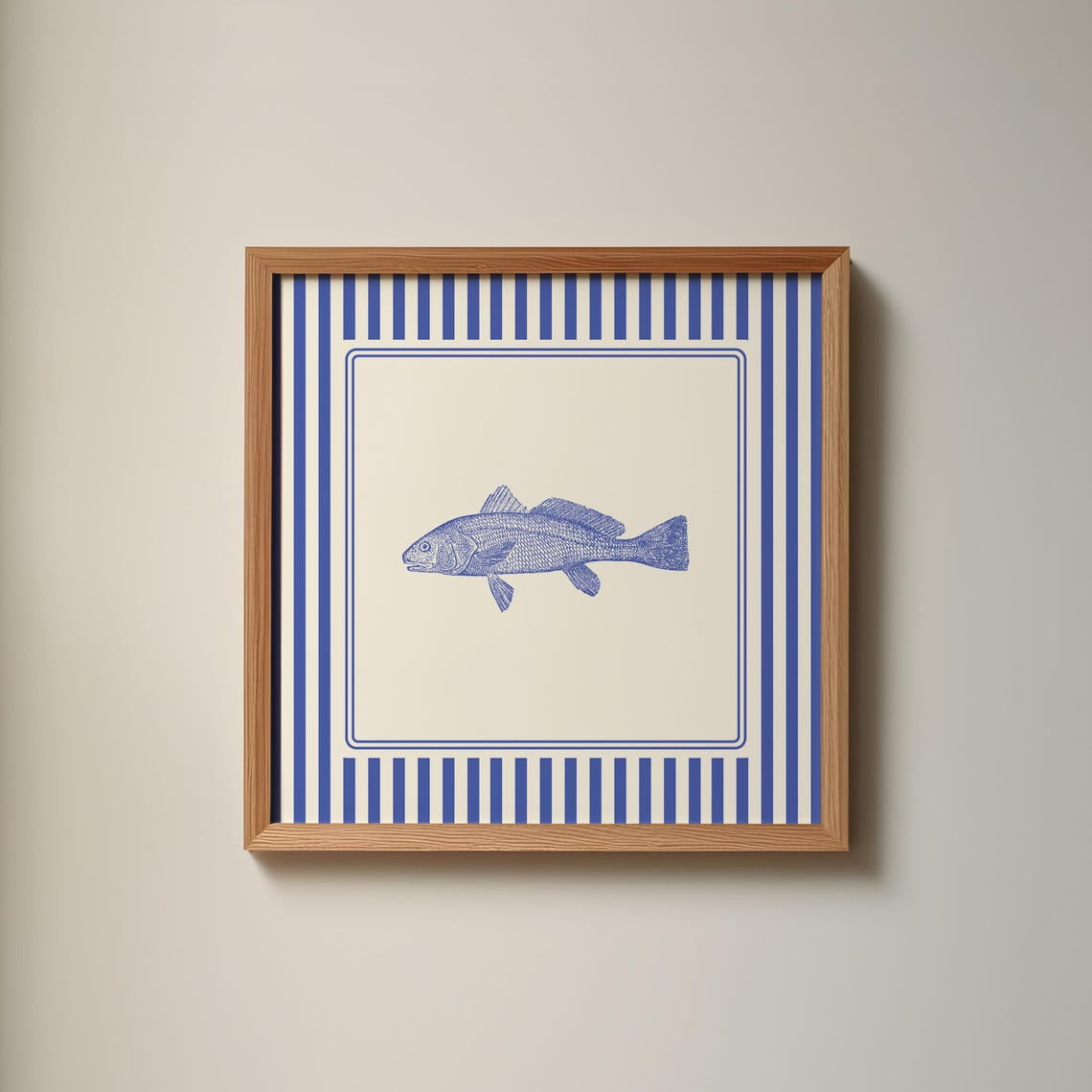 Cobalt Blue Fish Square Print, Instant Trendy Decor On Demand ...