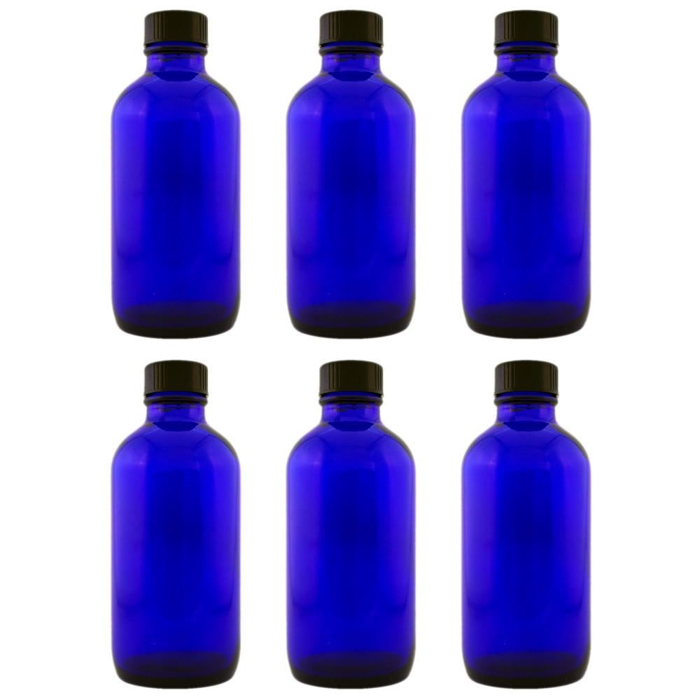 Cobalt Blue Glass Bottle - 4 fl oz w/ Cap - Pack of 6 - Walmart.com