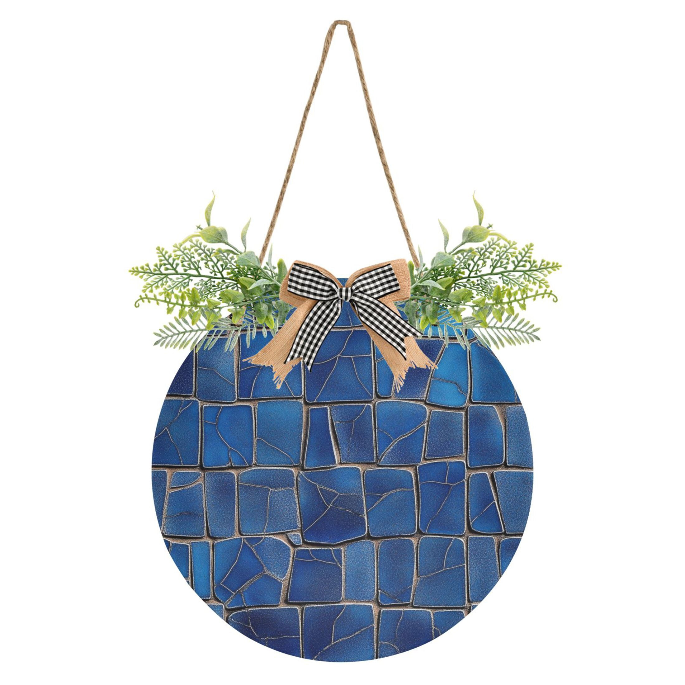 Cobalt Blue Irregular Front Door Porch Decoration Hanging Sign with ...