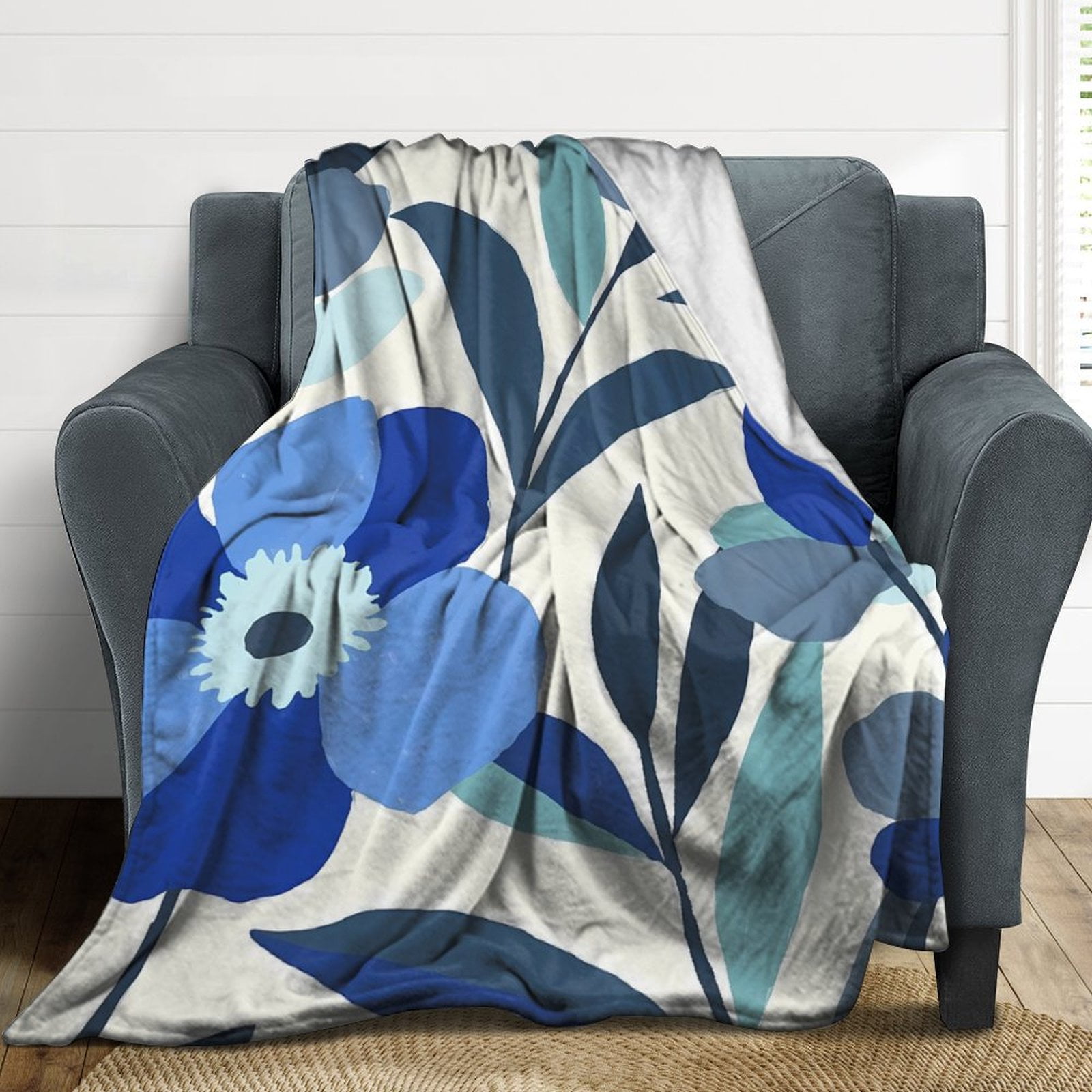 Cobalt Blue & Lagoon Throw Blanket,Super Soft Warm Plush Blankets and ...