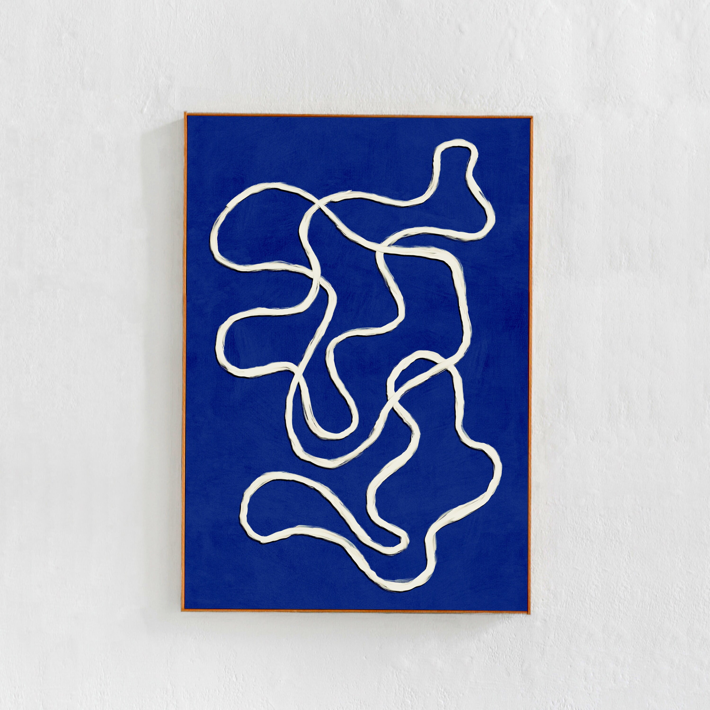Cobalt Blue Line Art Abstract Print – Contemporary Scandi Aesthetic ...