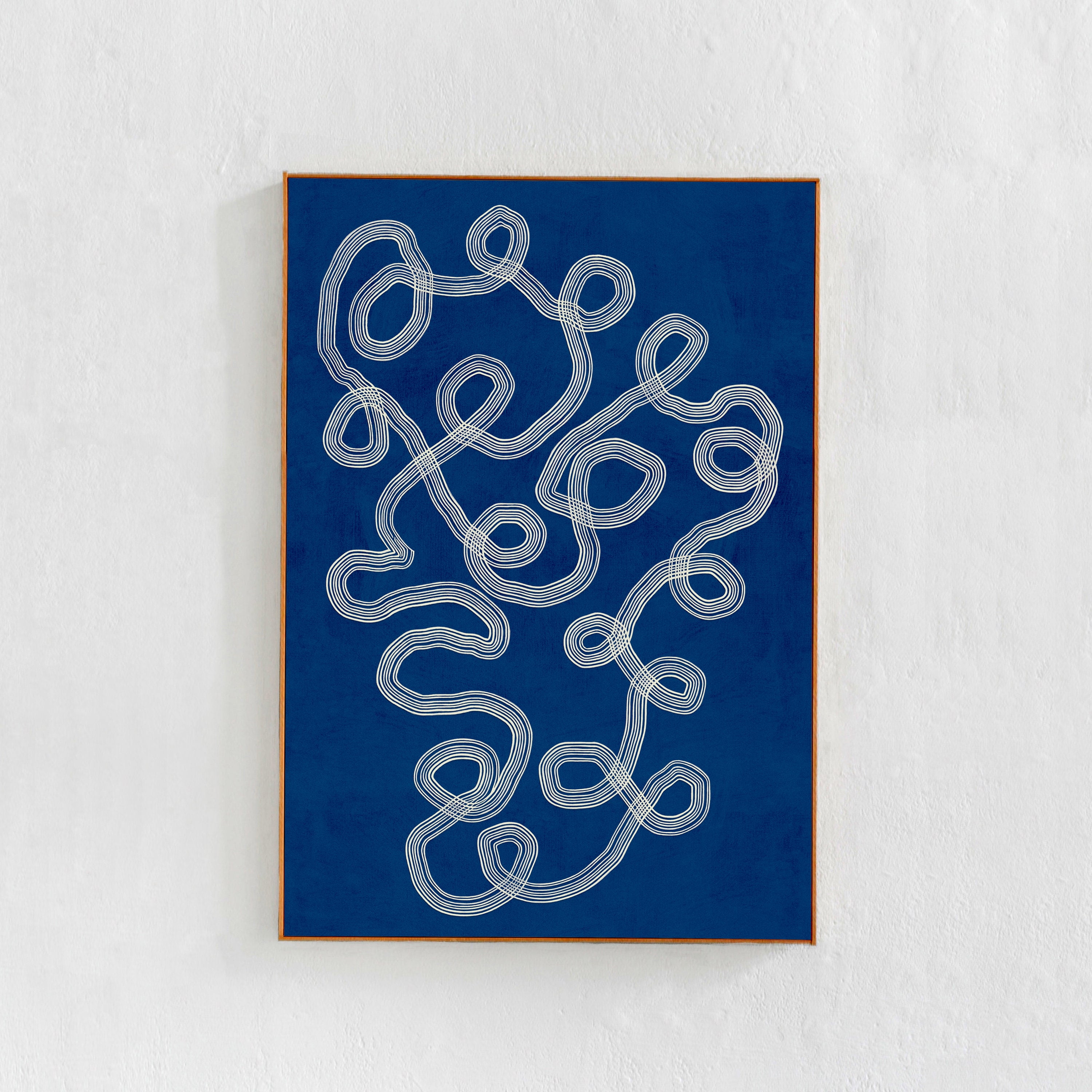 Cobalt Blue Line Art Wall Print – Modern Scandi Aesthetic Poster ...