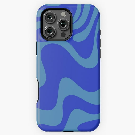 Cobalt Blue Retro Liquid Swirl Abstract 2 iPhone Tough Case 17 16 15 14 ...
