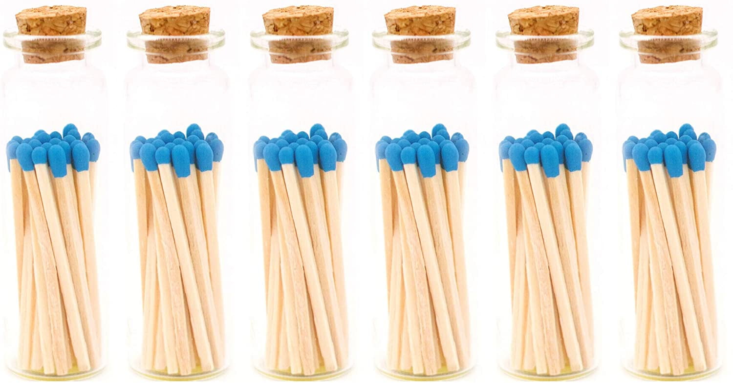 Cobalt Blue Tip Decorative Matches, 120 Small Premium Wooden Matches ...