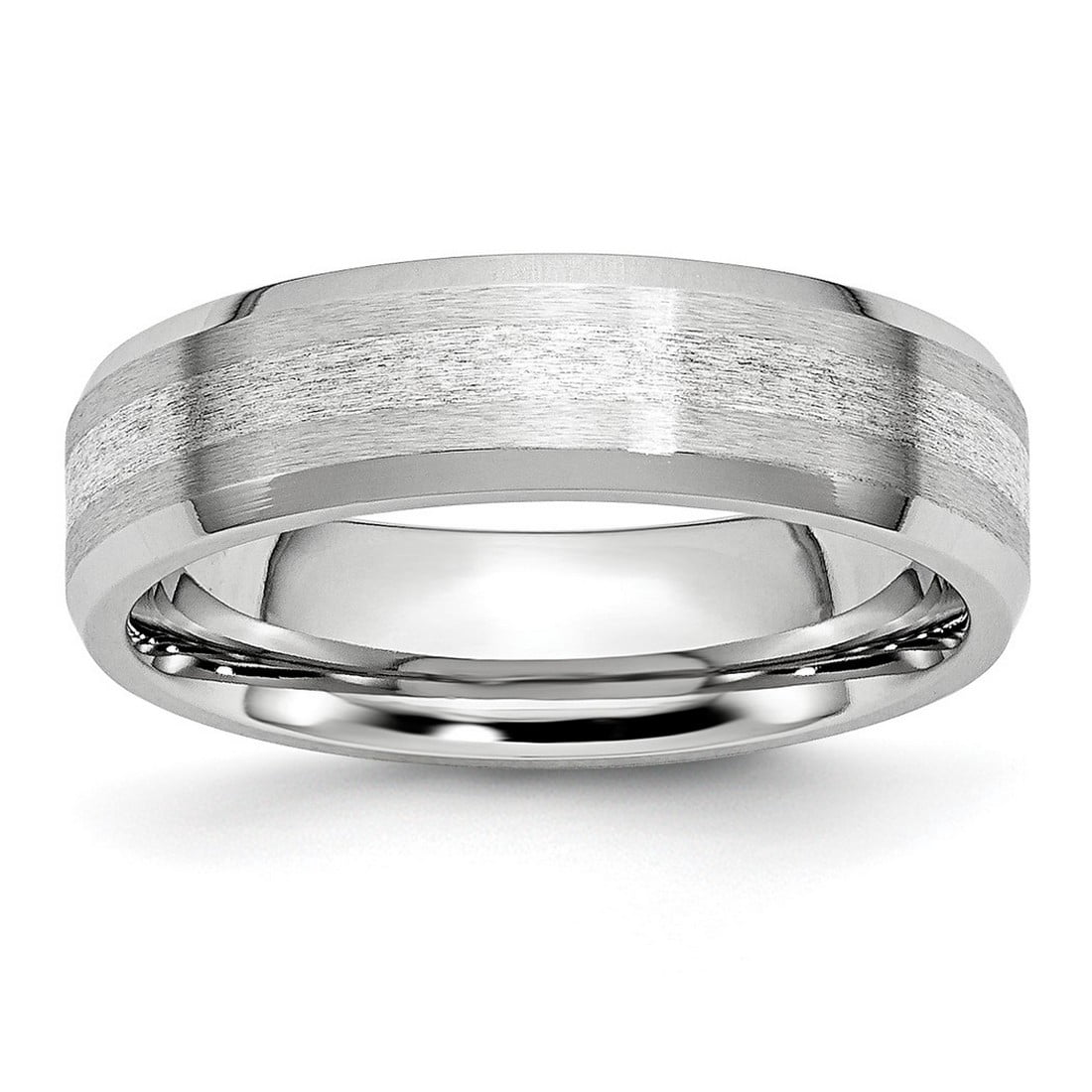 Cobalt Chromium 925 Sterling Silver Polished Beveled Edge Inlay Satin ...