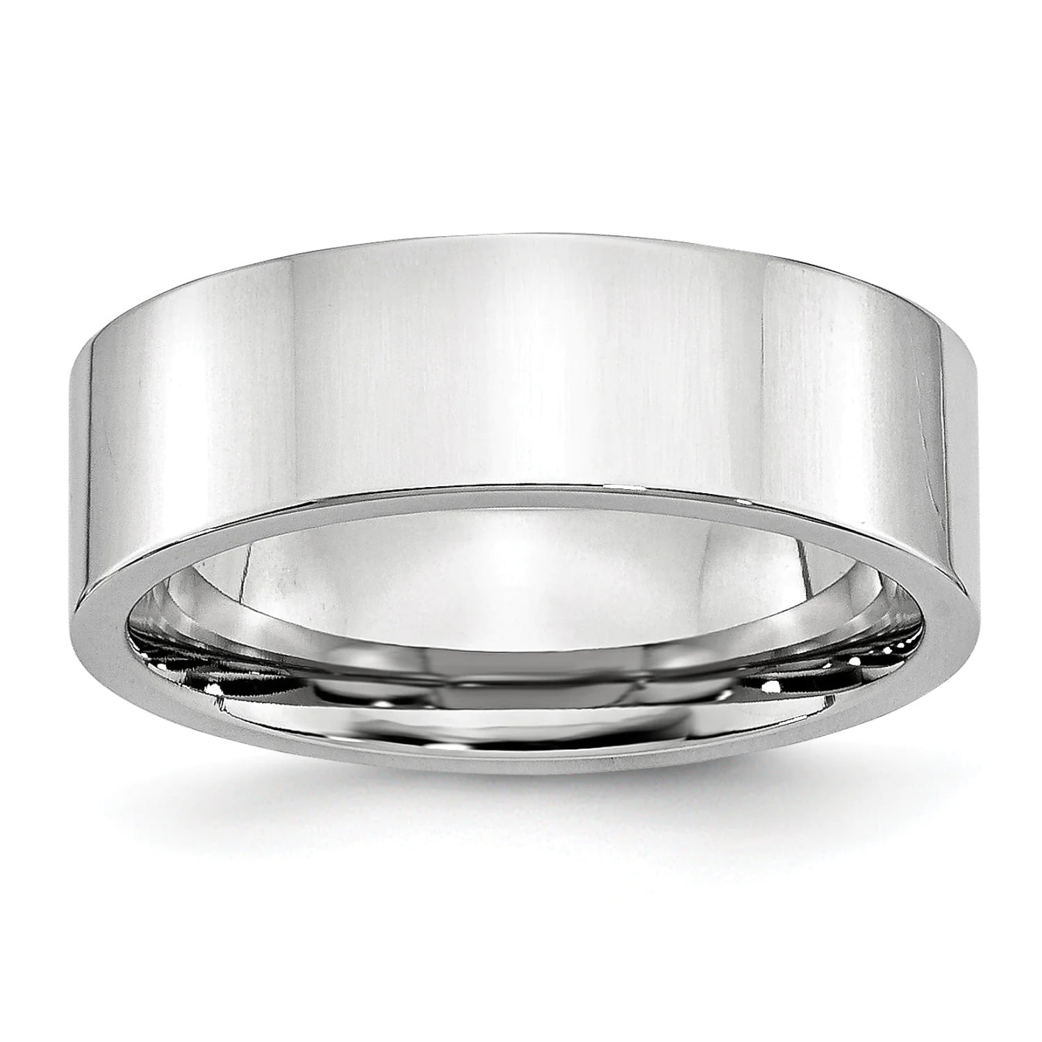 Cobalt Chromium Flat Band Engravable Polished 7mm Band Ring Size 9.5 ...