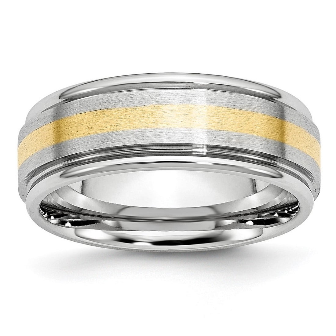 Cobalt Chromium Polished Rounded Edge 14k Gold Inlay Satin Polish 8mm ...