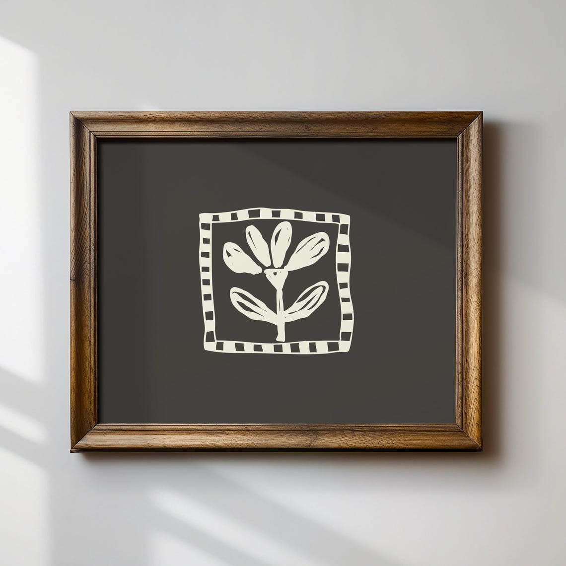 Cobalt Daisy Horizontal Doodle Line Illustration Print, Art Print ...