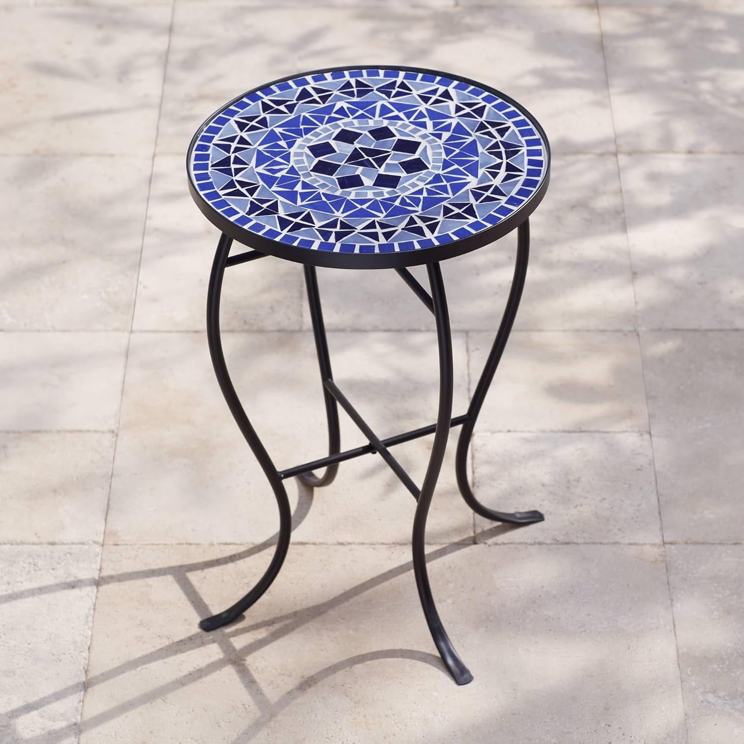 Cobalt Modern Black Metal Round Outdoor Accent Side Table 14" Wide ...