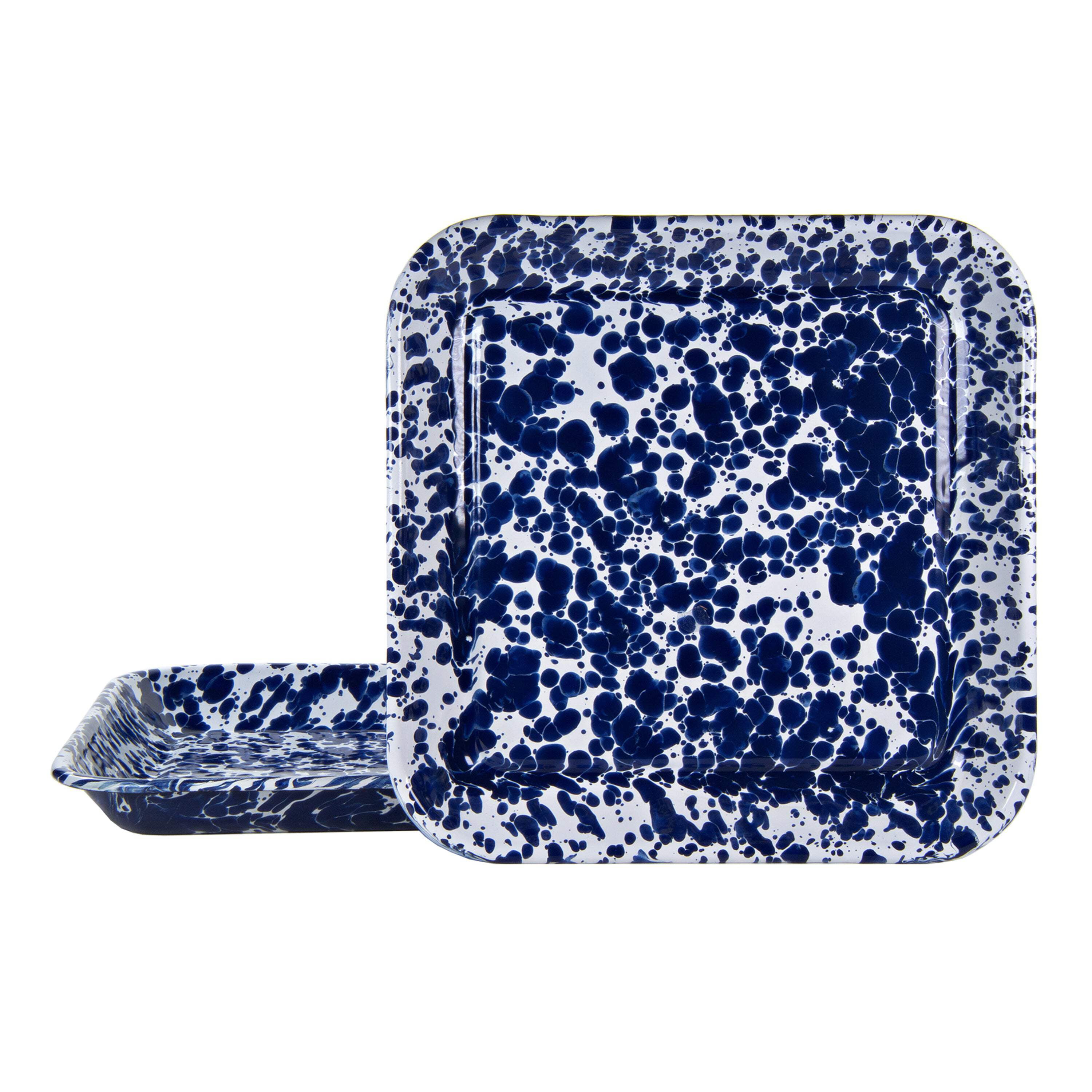 Golden Rabbit Enamelware Cobalt Swirl Pattern - Set of 2 - Square Trays ...