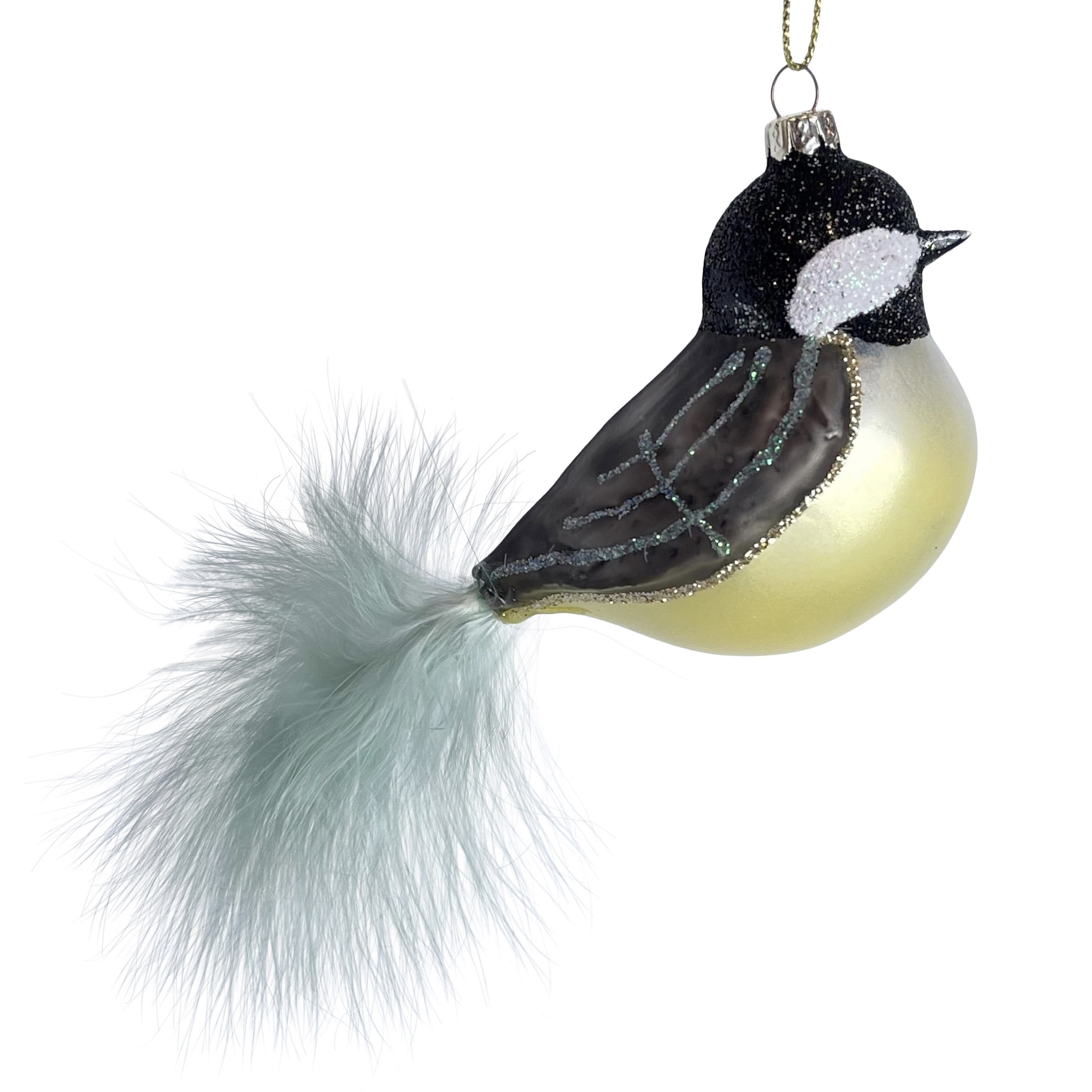 Cobane Studio Chickadee Blown Glass Ornament, Hand-Painted Christmas ...