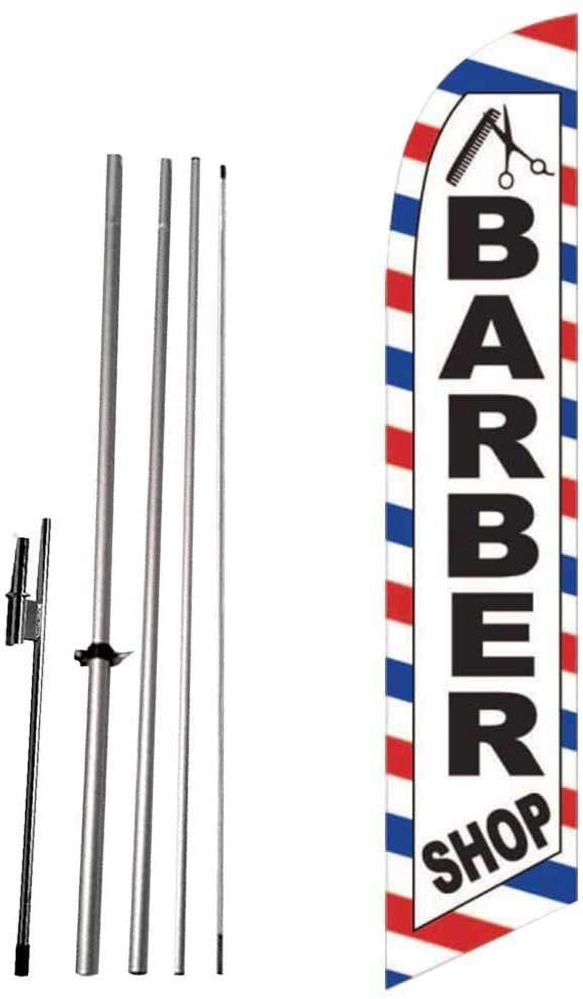 Cobb Promo Barber Shop White Feather Flag with Complete 15ft Pole kit ...