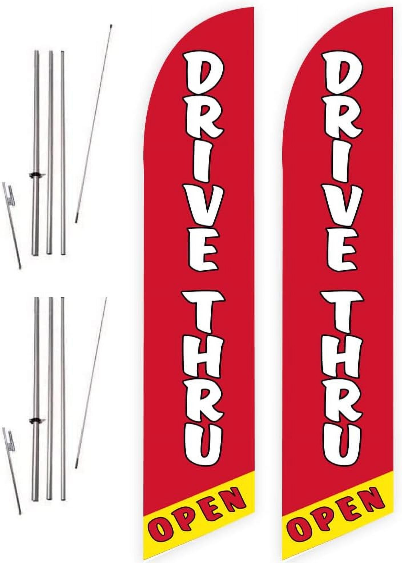 Cobb Promo Drive Thru Open (2-Pack) Advertising Feather Flag with ...