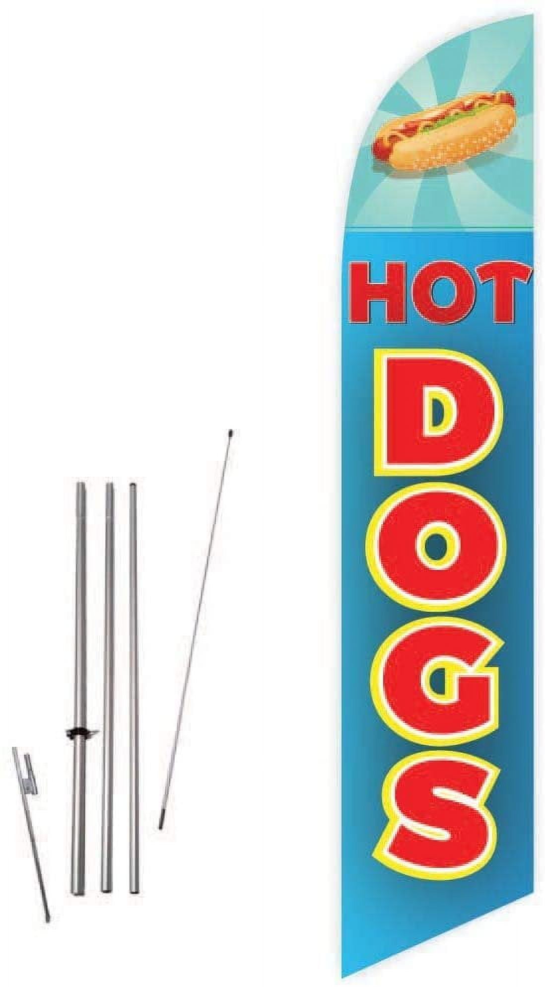 Cobb Promo Hot Dogs Blue Feather Flag with Complete 15ft Pole kit and ...