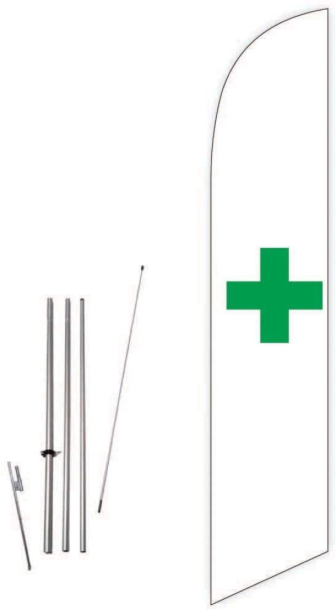 Cobb Promo Marijuana Dispensary Sign Green Cross White Feather Flag ...