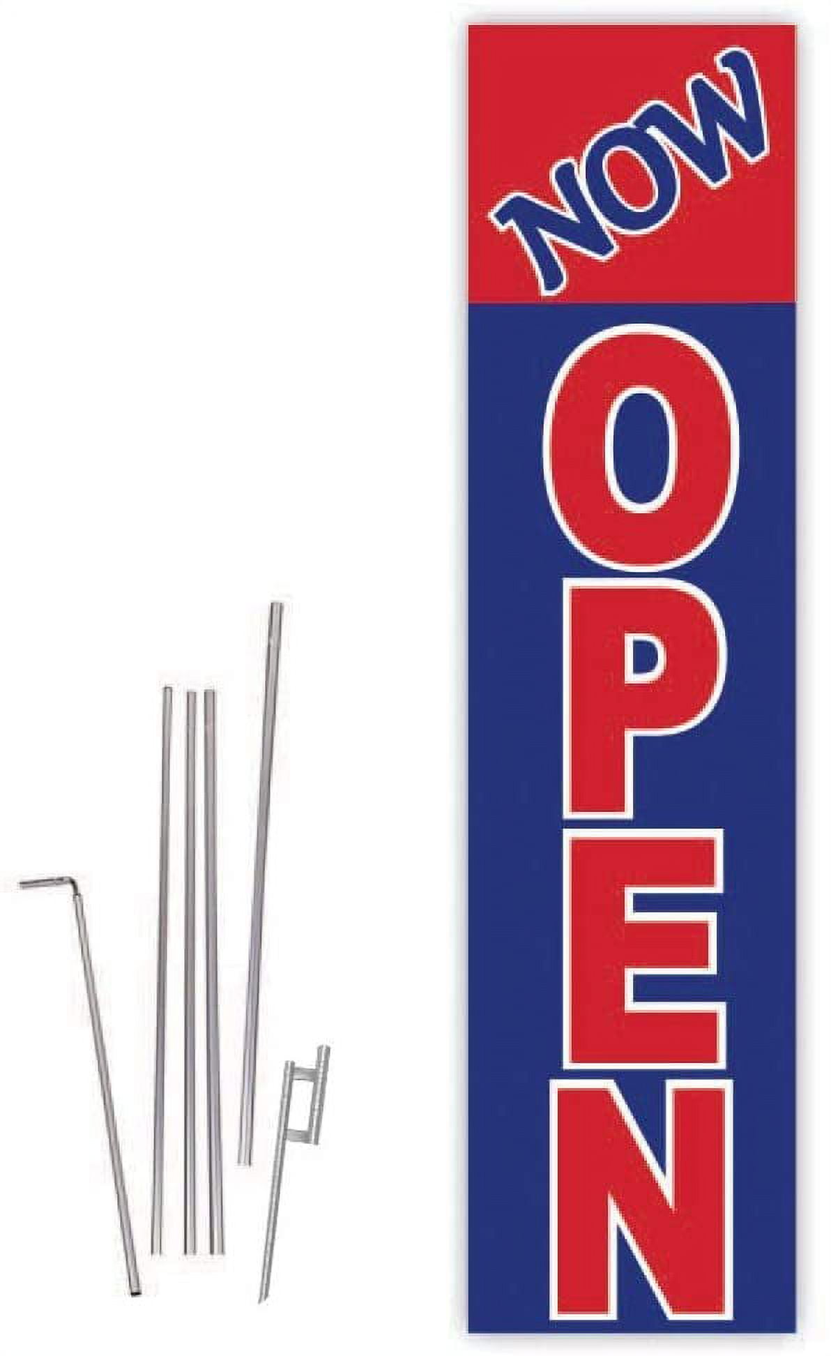 Cobb Promo Now Open Blue Rectangle Boomer Flag with Complete 15ft Pole ...