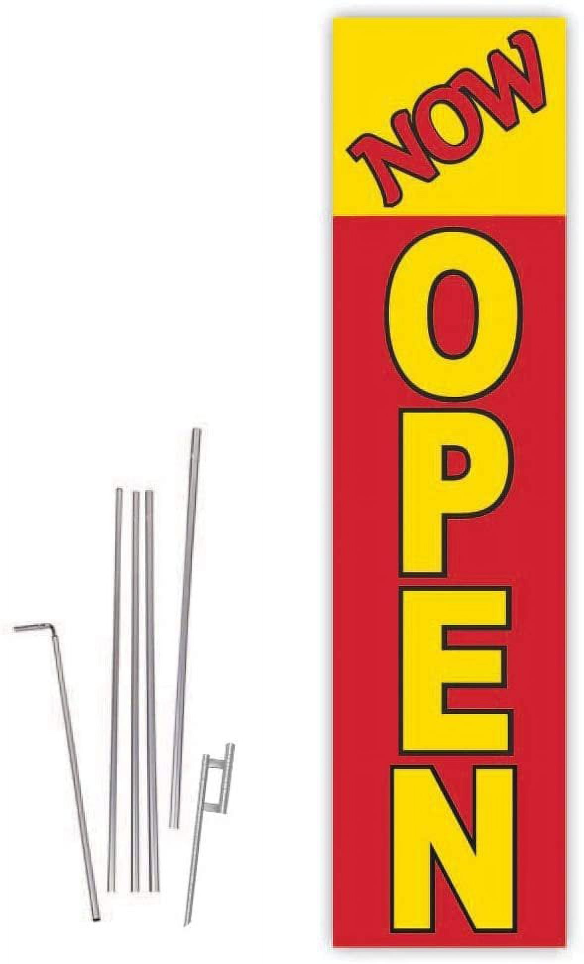 Cobb Promo Now Open Red Rectangle Boomer Flag with Complete 15ft Pole ...