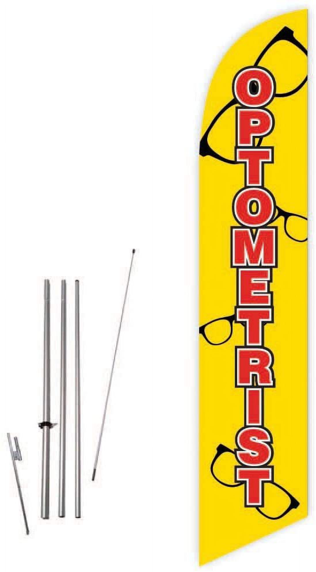 Cobb Promo Optometrist Yellow Feather Flag with Complete 15ft Pole kit ...