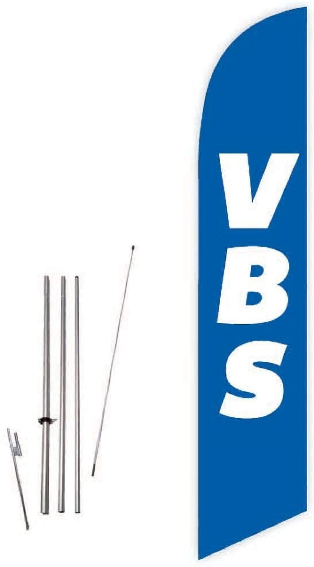 Cobb Promo VBS Blue Feather Flag with Complete 15ft Pole kit and Ground ...