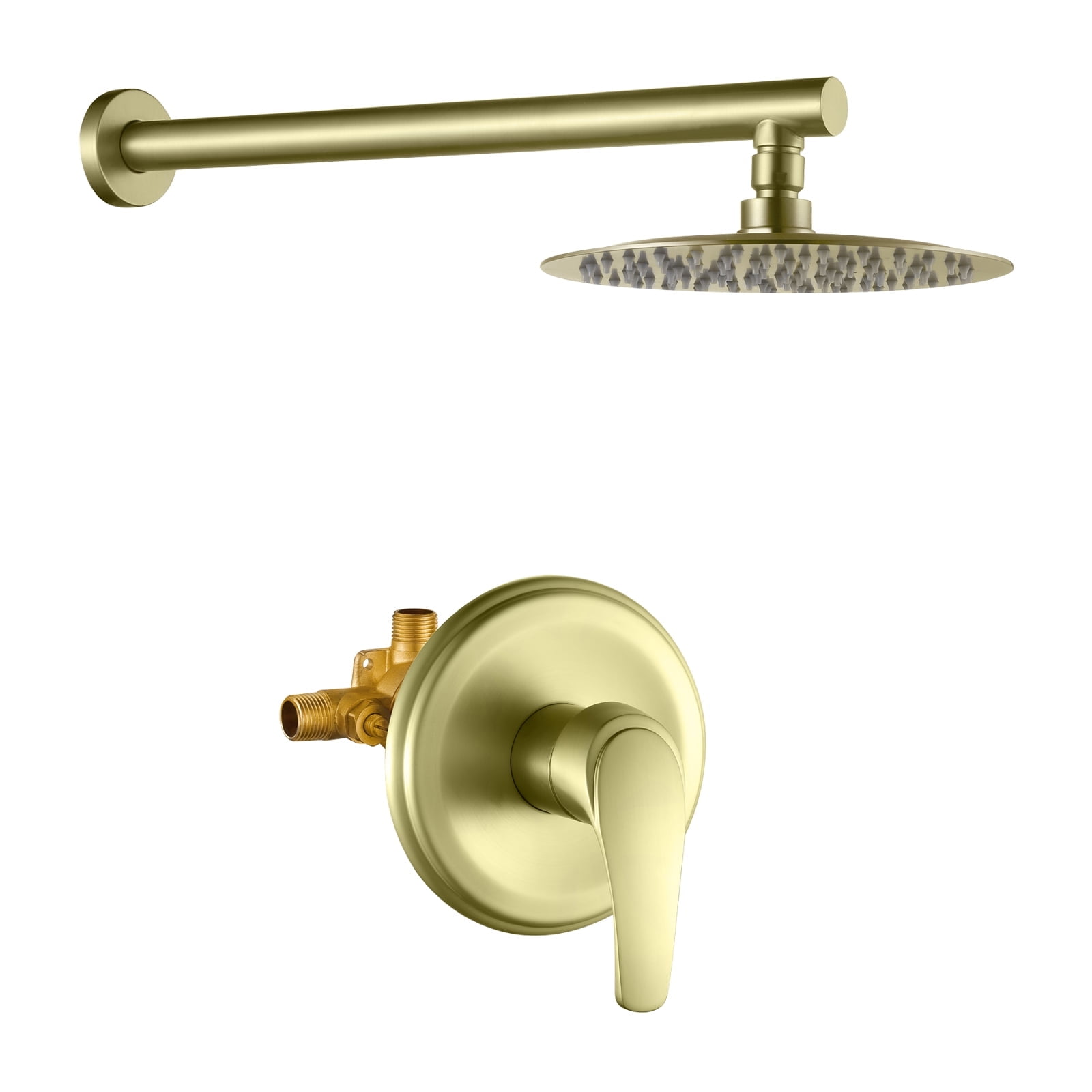 Cobbe 8-inch Round Rain Shower Kit Brushed Gold Single Handle Shower ...
