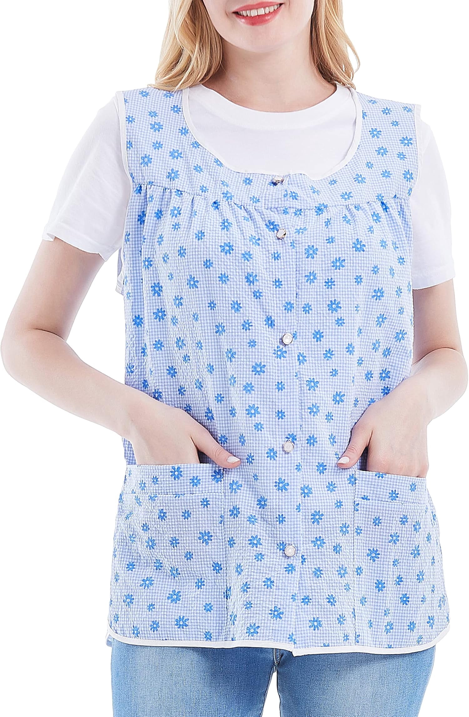 Cobber Aprons for Women with Pockets Smock Apron with Buttons for ...