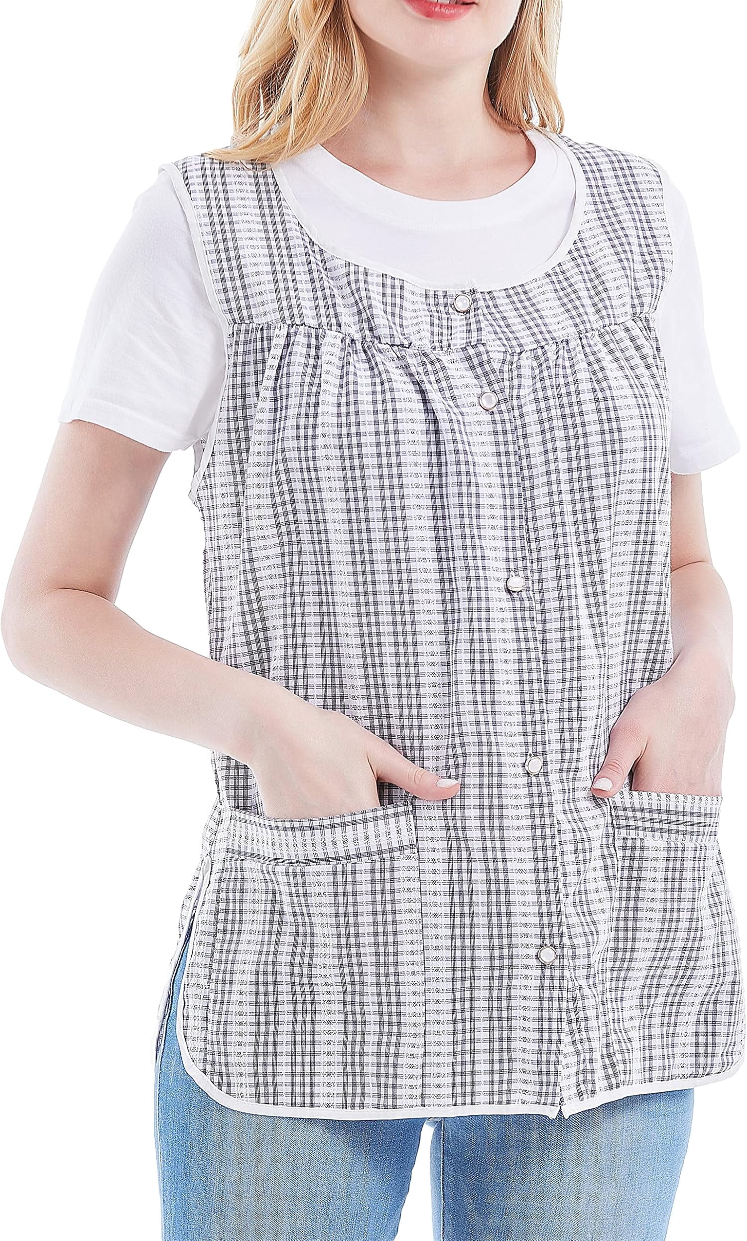 Cobber Aprons for Women with Pockets Smock Apron with Buttons for ...
