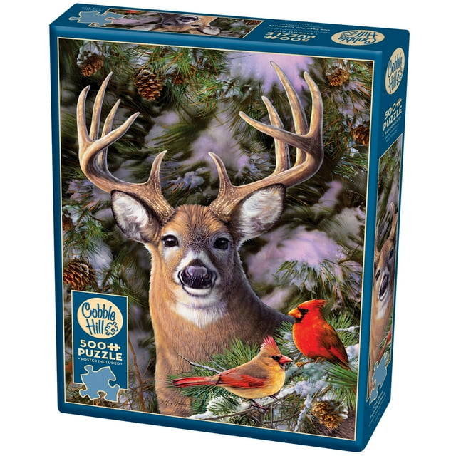 Cobble Hill 500 piece puzzle - One Deer Two Cardinals - reference ...