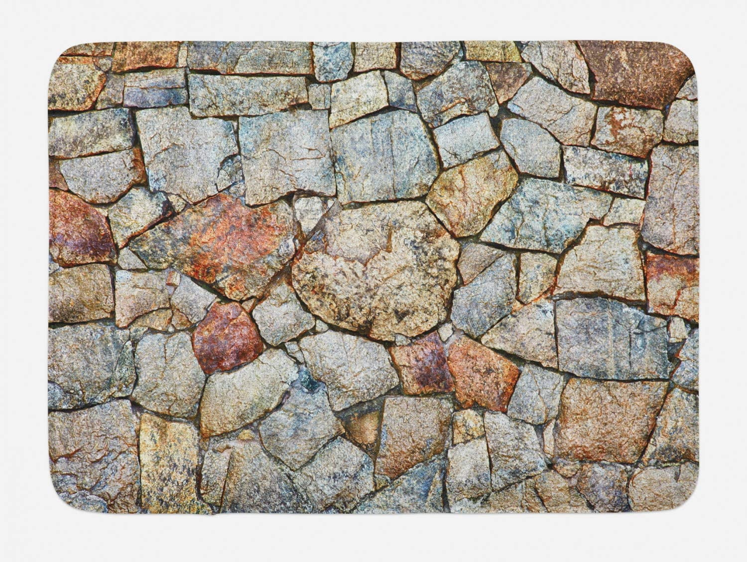 Cobblestone Bath Mat, Realistic Illustration of Antique Style Rustic ...