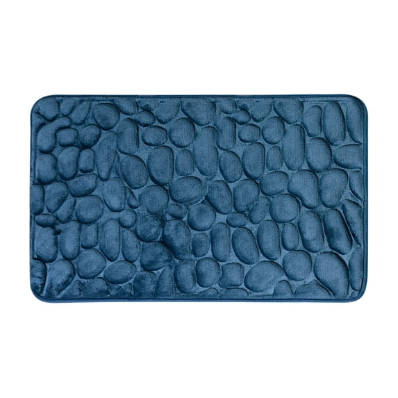 Cobblestone Embossed Bath Mat, Non-Slip Memory Foam Bathroom Rug, Super ...