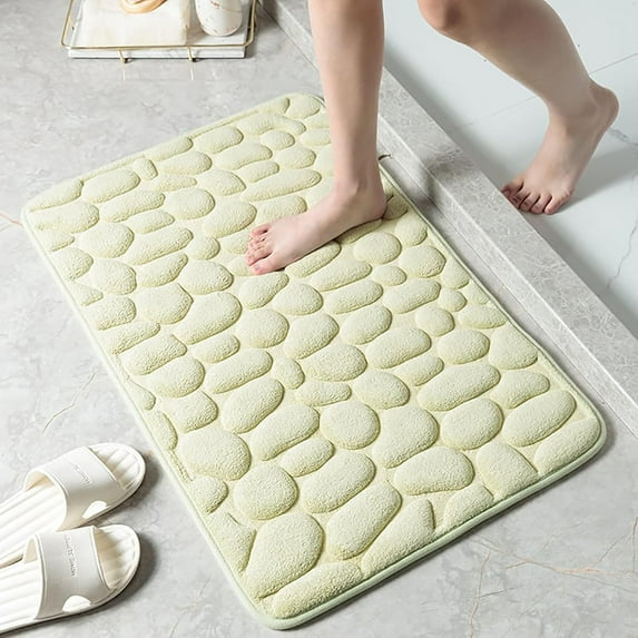 Cobblestone Embossed Bathroom Bath Mat, Non-Slip Mat with Pebble ...
