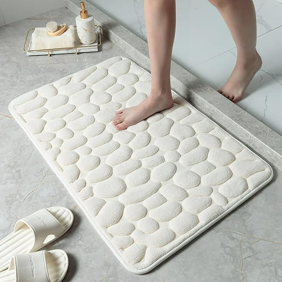 Cobblestone Embossed Bathroom Bath Mat, Non-Slip Mat with Pebble ...