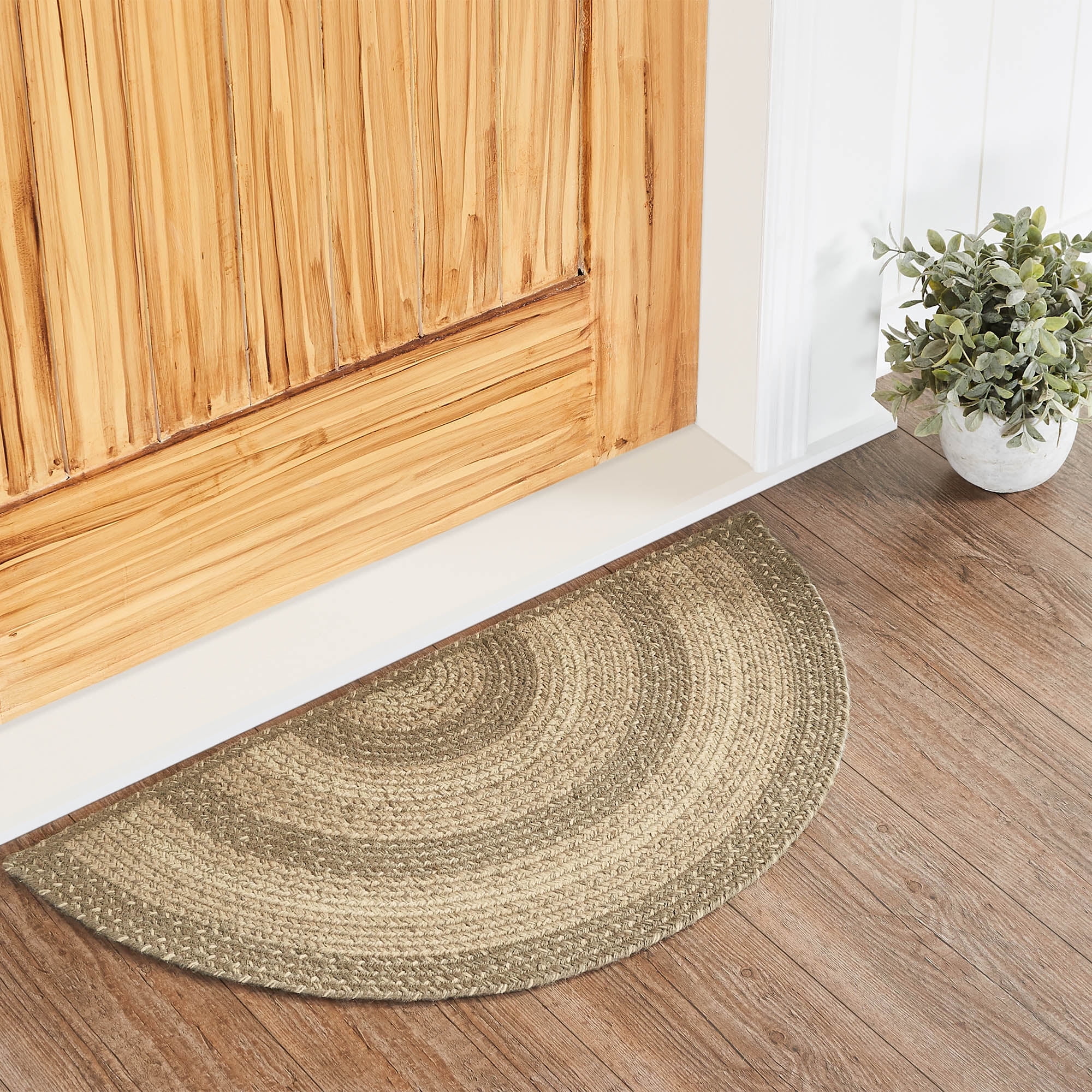 VHC Brands Cobblestone Rug with PVC Pad, Jute Blend, Half Circle, Tan ...