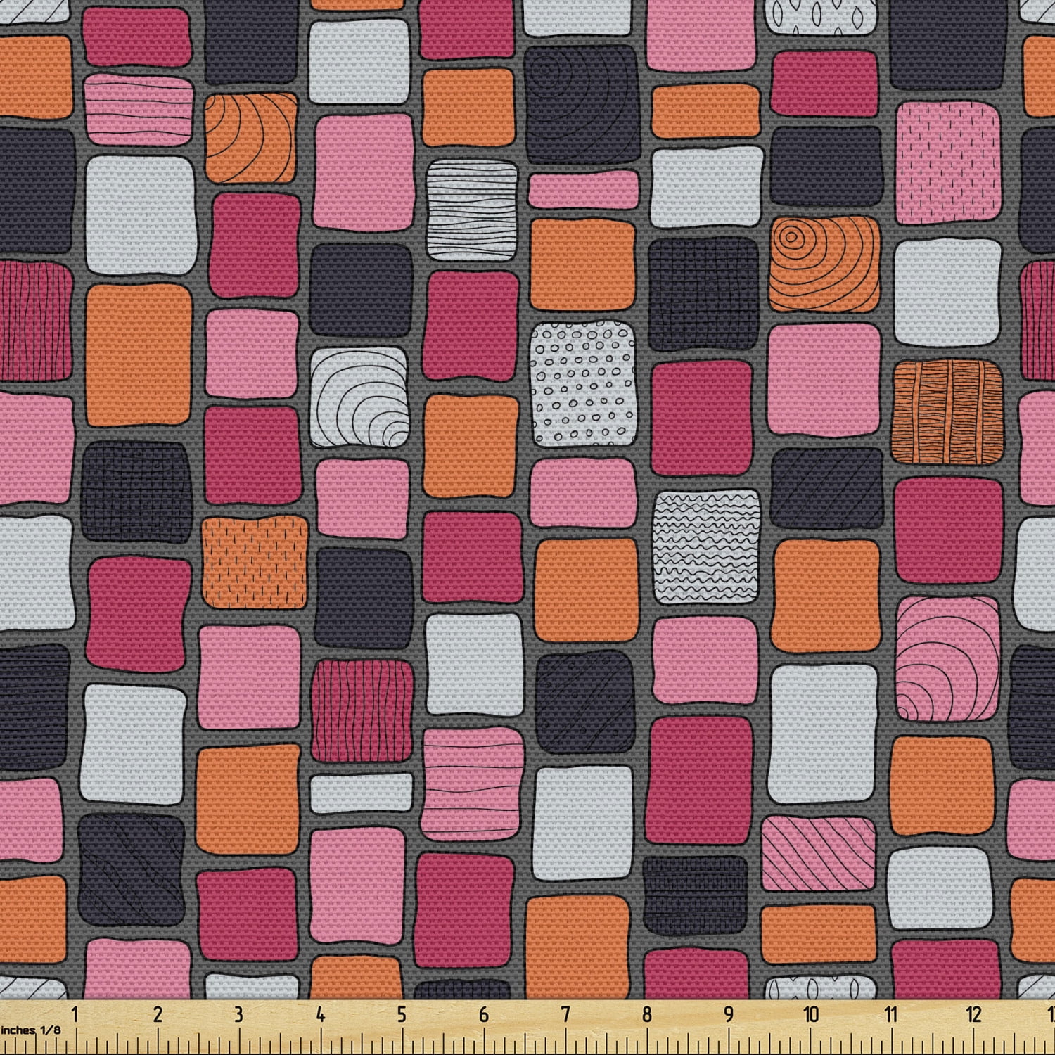 Ambesonne Cobblestone Fabric by the Yard Upholstery, Patchwork Bricks ...