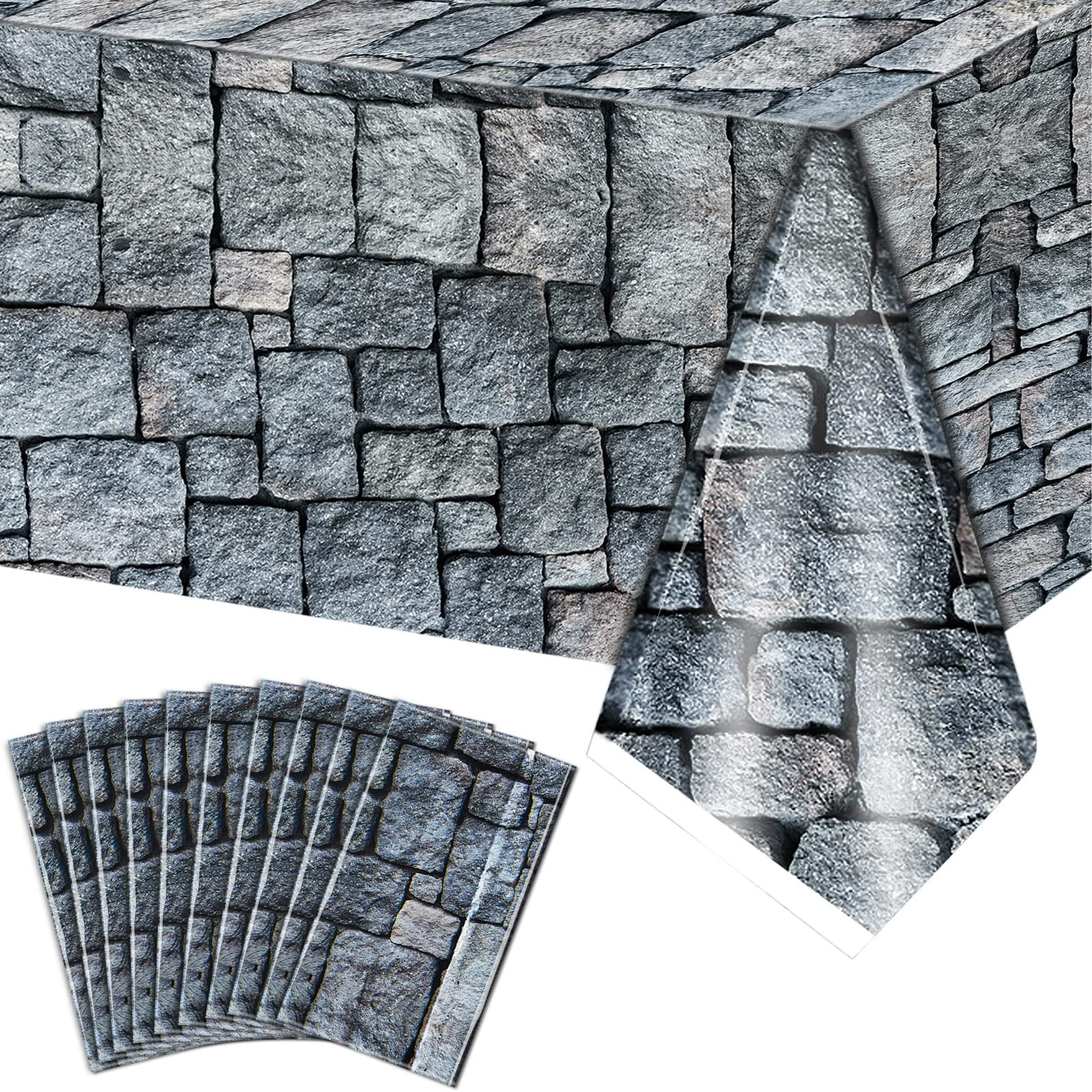 Cobblestone Tablecloth Stone Printed Table Cover Medieval Table ...