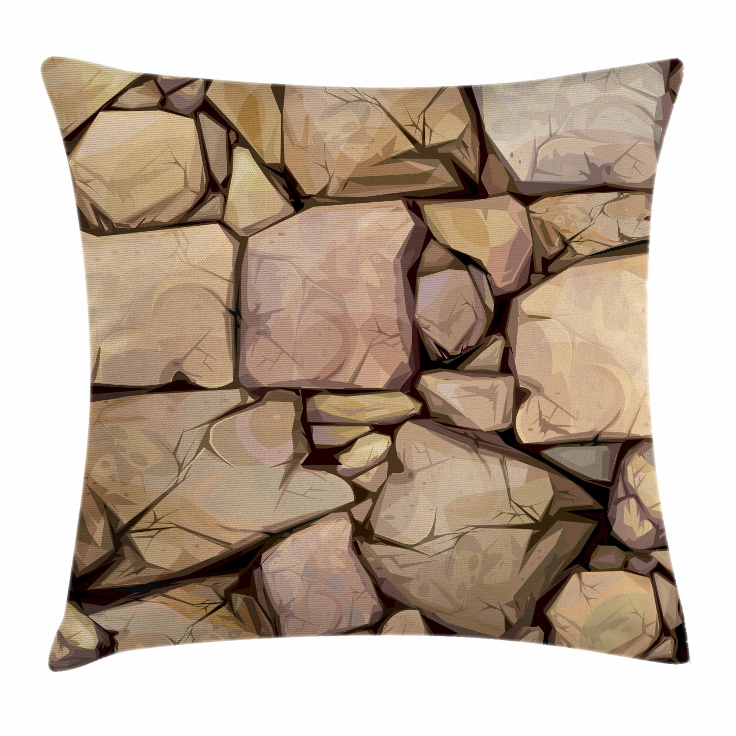 Cobblestone Throw Pillow Cushion Cover, Hand Drawn Illustration of a ...
