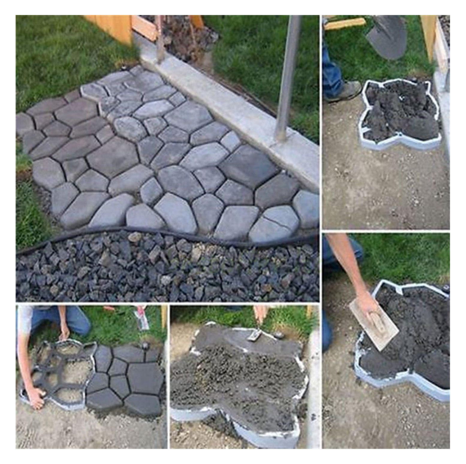 Cobblestone Walkway Maker Patio Garden Driveway Concrete Stepping Mold ...