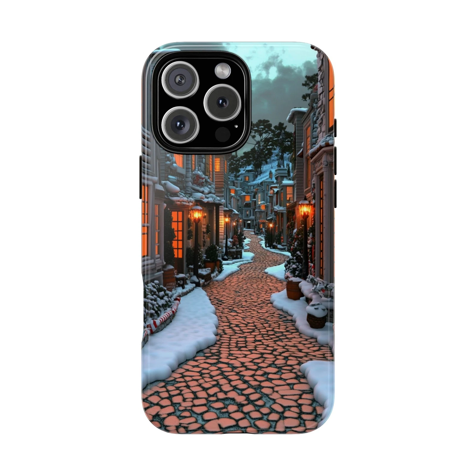 Cobblestone Winter Village Scenic Artwork Phone Case for iPhone 11 to ...