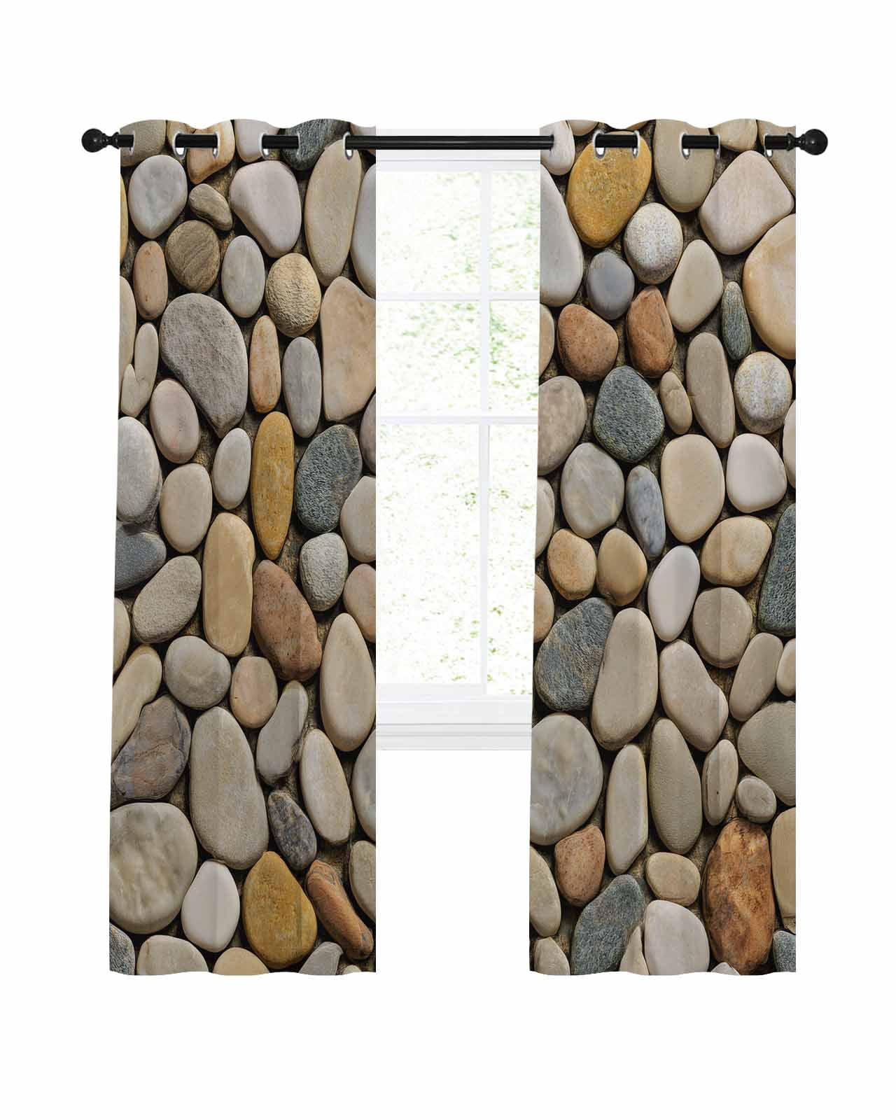 Cobblestones Blackout Curtains, Light Blocking Print Window Curtains ...