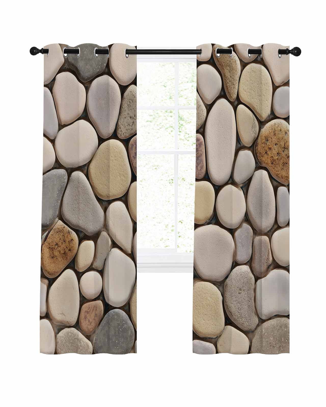 Cobblestones Blackout Curtains, Light Blocking Print Window Curtains ...