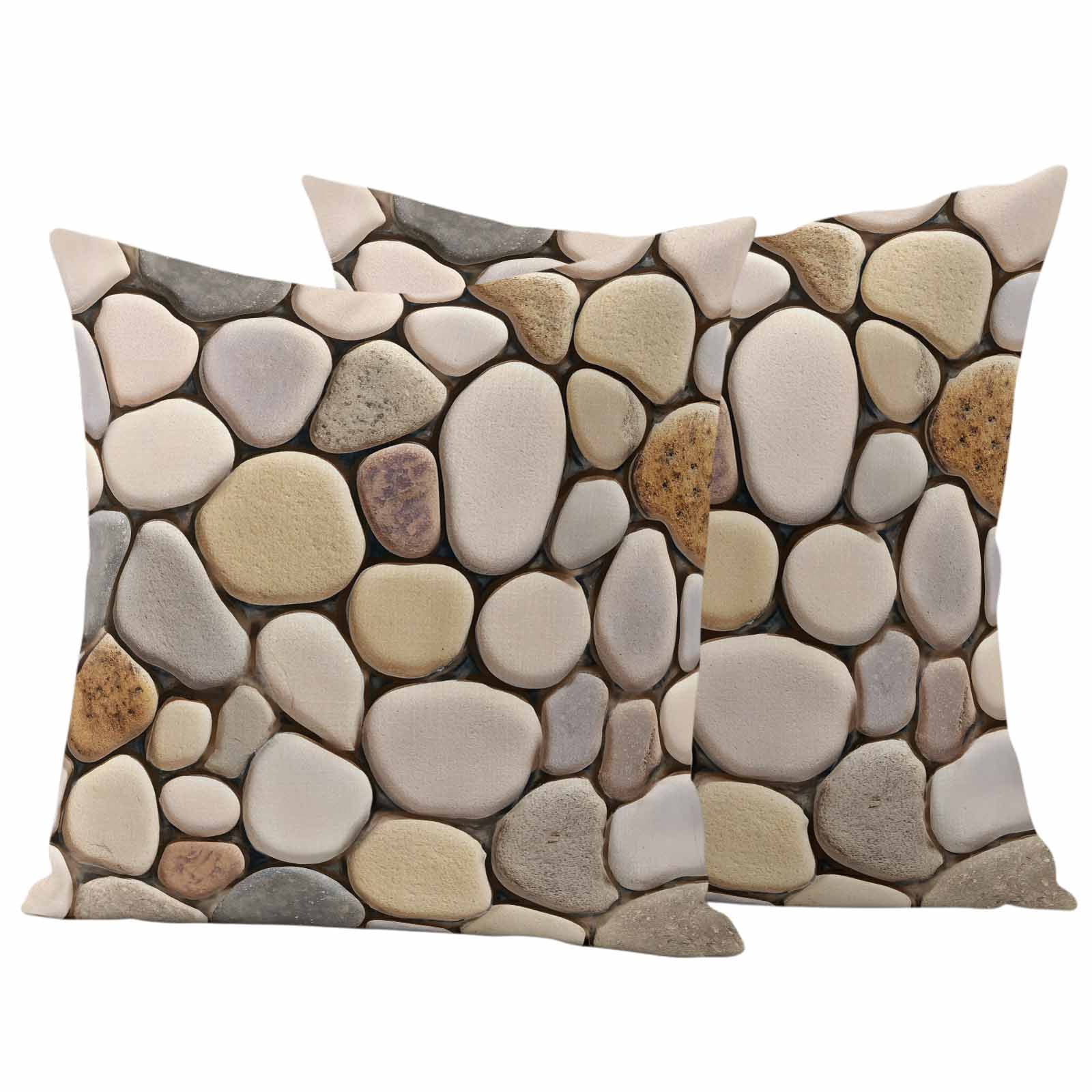 Cobblestones Outdoor Waterproof Pillow Covers, Natural Stones Gravel ...