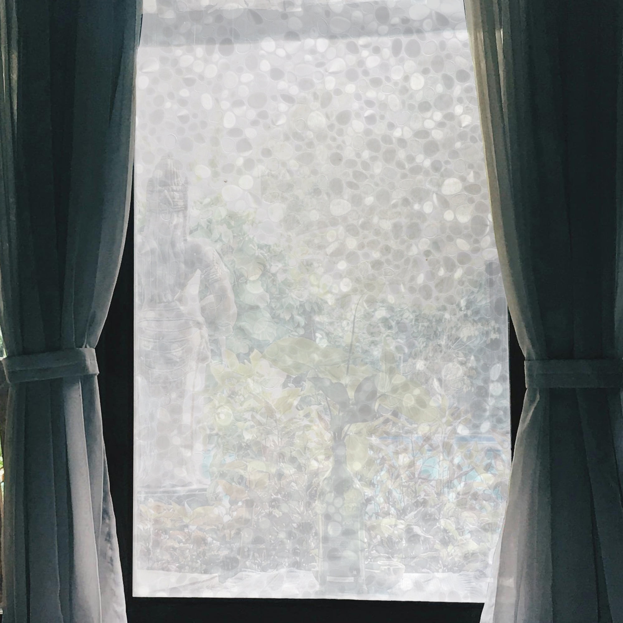 Cobblestones Pattern Window Privacy Film No Glue Glass Window Sticker ...