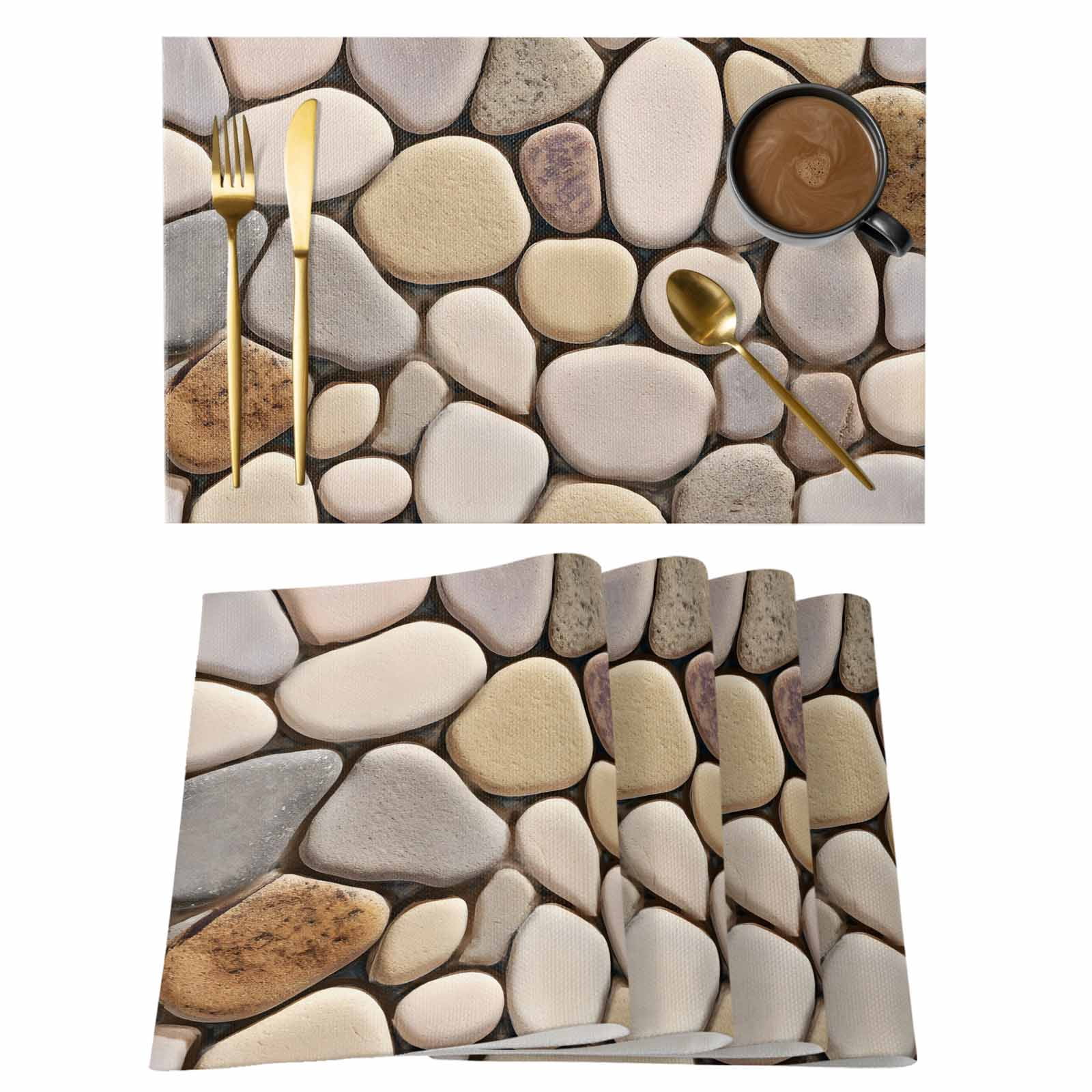 Cobblestones Placemats Set of 8, Natural Stones Gravel Rock Aesthetic ...
