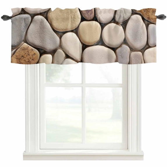 Cobblestones Rod Pocket Curtain Valance, Natural Stones Gravel Rock ...