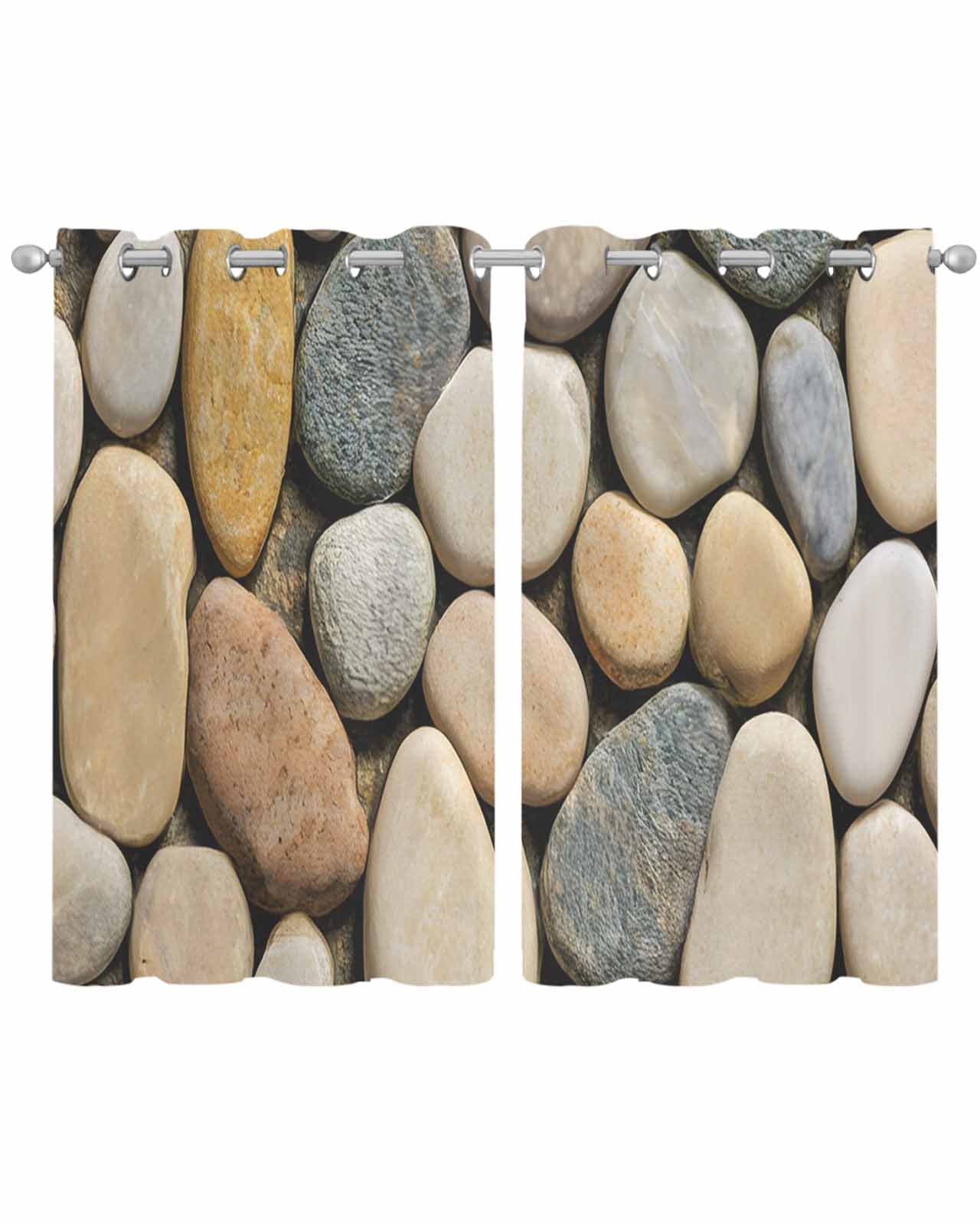 Cobblestones Sheer Curtains 54 Inch Length 2 Panels Set for Living Room ...