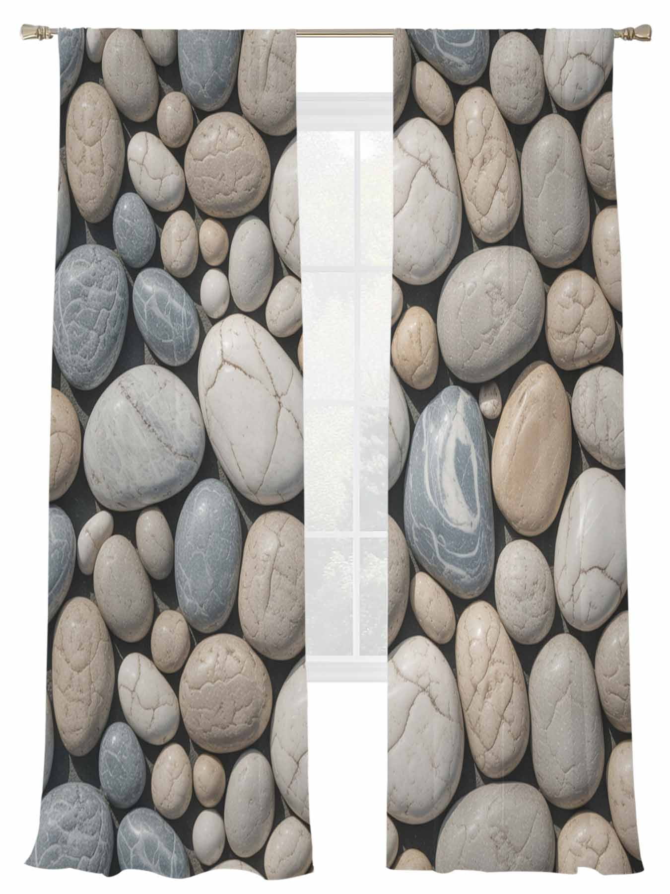 Cobblestones Sheer Curtains for Living Room Bedroom, Light-filtering ...